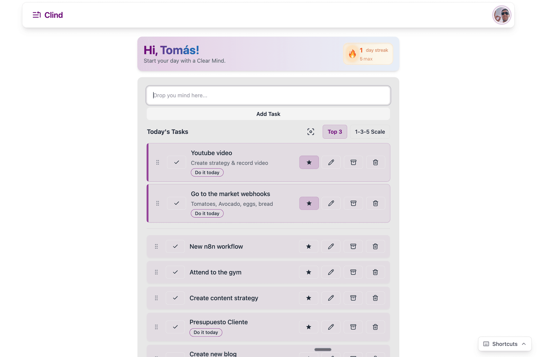 Clind - Clear Tasks, Clean Mind